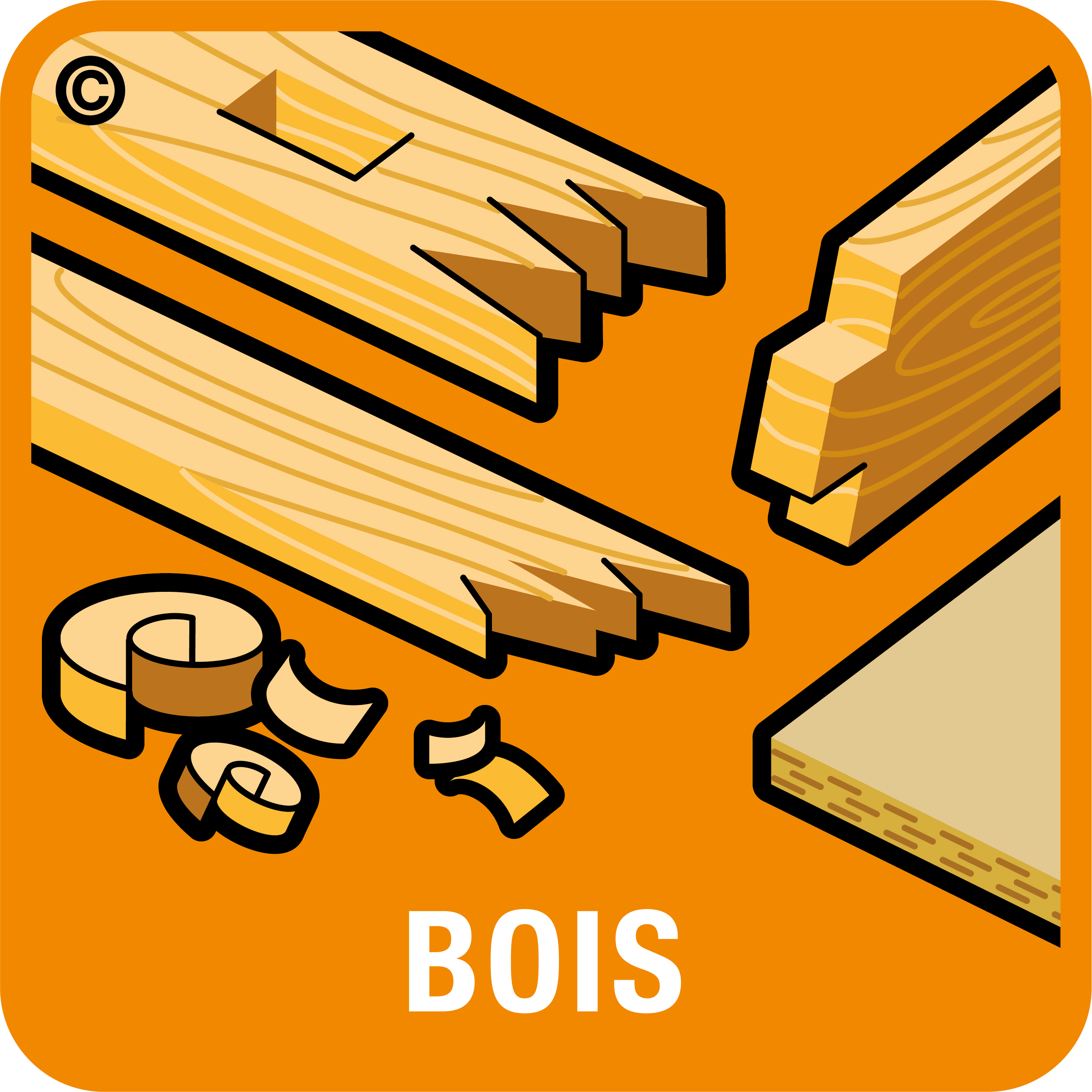 Pictogrammes des déchets de chantier : FFB